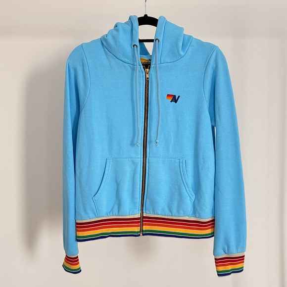 Aviator Nation | Sweaters | Aviator Nation Light Blue Zip Up Hoodie ...